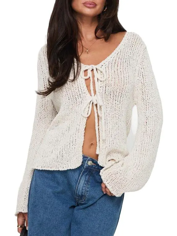 Princess Polly Swain Tie-front Cardigan - Cream