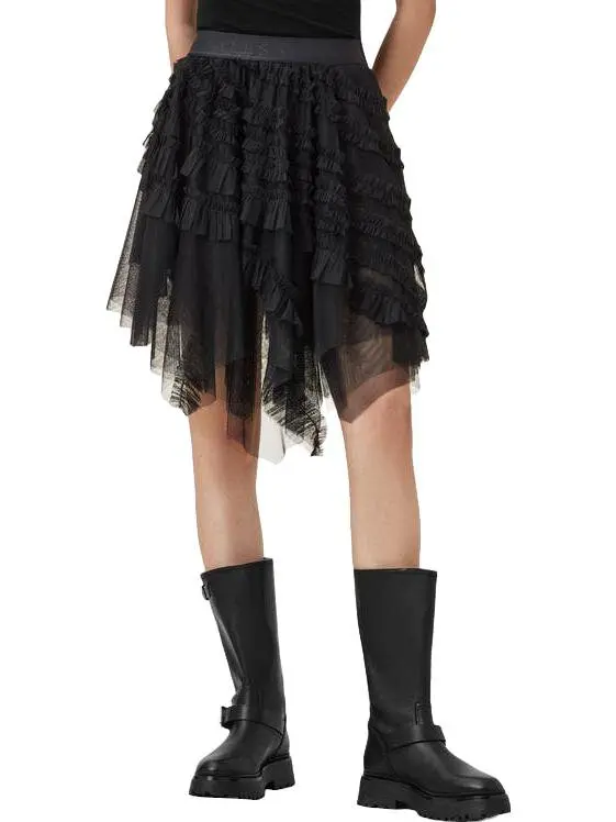 ALLSAINTS Jayde Handkerchief Hem Tulle Skirt - Black
