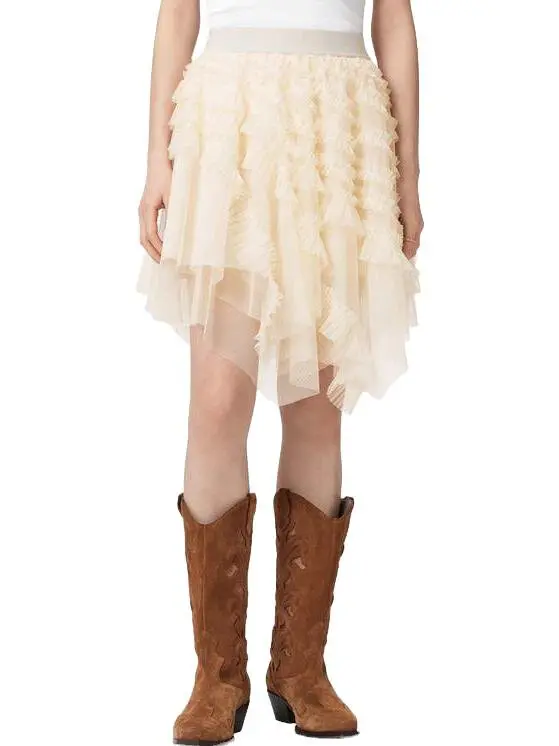 ALLSAINTS Jayde Handkerchief Hem Tulle Skirt - Tofu White