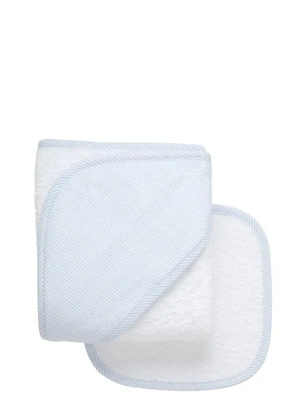 3 MARTHAS Seersucker Stripe Hooded Towel & Washcloth Set - Blue