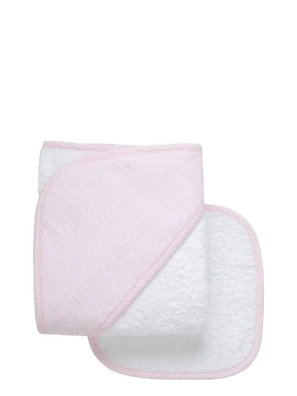 3 MARTHAS Seersucker Stripe Hooded Towel & Washcloth Set - Pink
