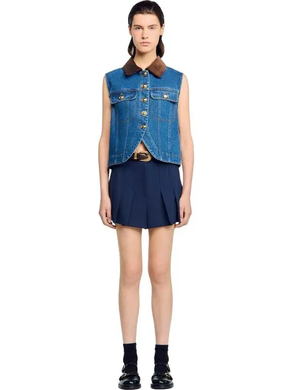 Sandro Sleeveless Denim Vest - Blue Jean