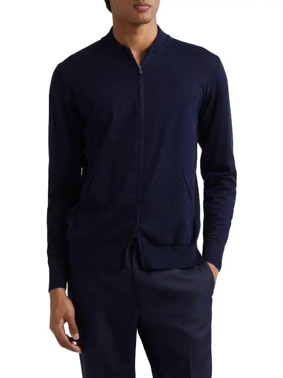 Thom Sweeney Cotton And Cashmere Bomber Jacket - Navy