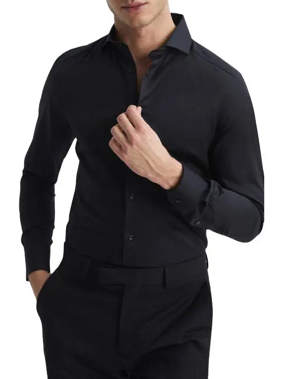 REISS Storm Cotton Button-up Shirt - Black