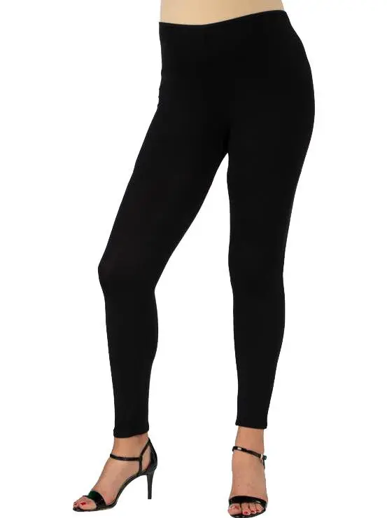 24SEVEN COMFORT APPAREL Maternity Stretch Ankle Length Leggings - Black