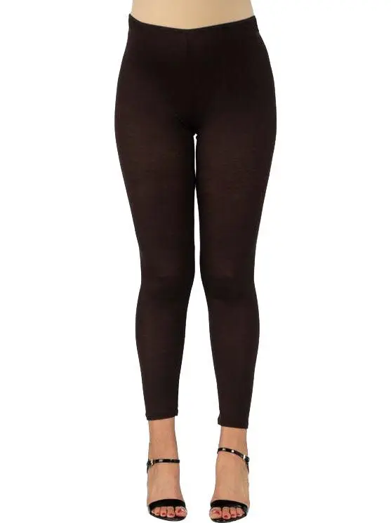 24SEVEN COMFORT APPAREL Maternity Stretch Ankle Length Leggings - Brown