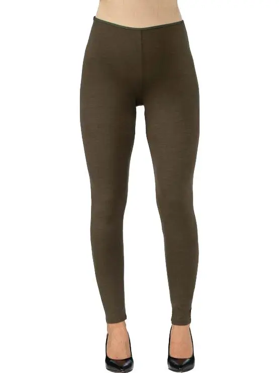 24SEVEN COMFORT APPAREL Maternity Stretch Ankle Length Leggings - Olive