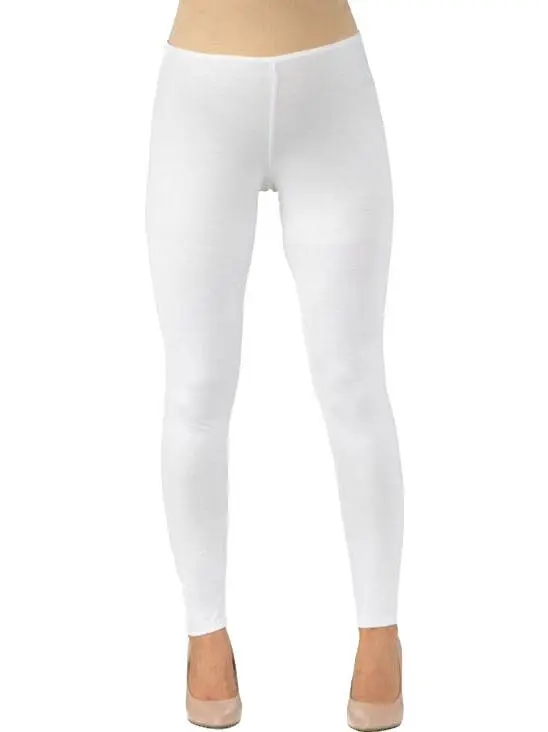 24SEVEN COMFORT APPAREL Maternity Stretch Ankle Length Leggings - White