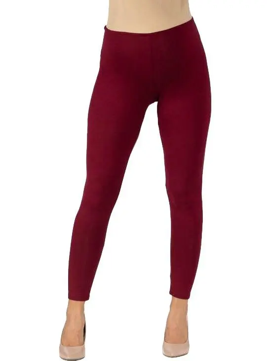24SEVEN COMFORT APPAREL Maternity Stretch Ankle Length Leggings - Wine