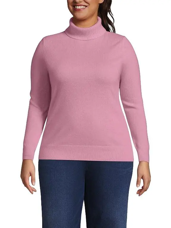 LANDS' END Cashmere Turtleneck Sweater - Seaside Pink