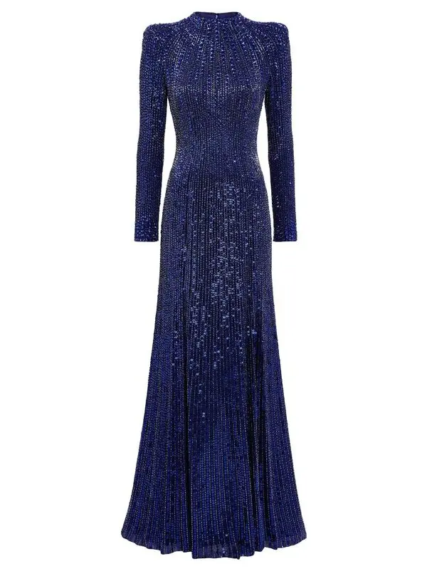 Jenny Packham Aurora Floor-length Gown - Light Navy