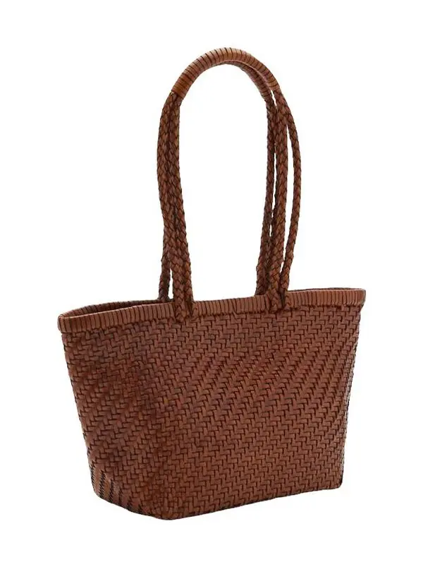 Mango Braided Shoulder Bag - Leather