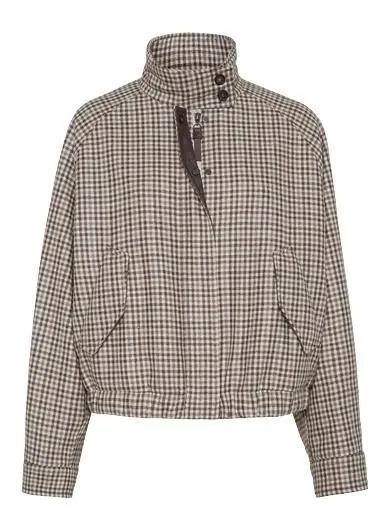 Brunello Cucinelli Checked Flannel Bomber Jacket - Brown