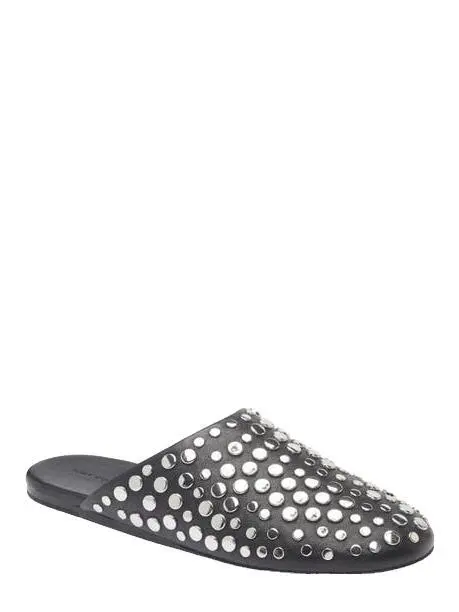 Tory Burch Studded Leather Mule - Perfect Black /silver