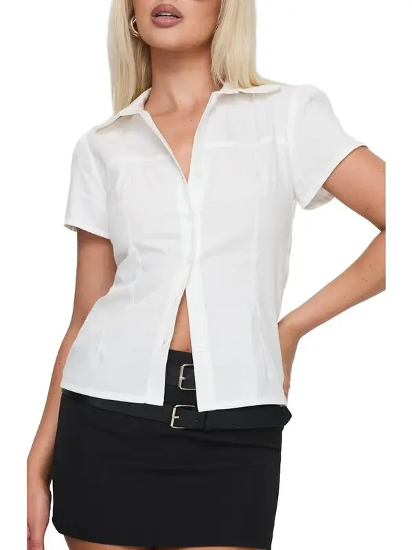 Princess Polly Cotton Button-up Shirt - White