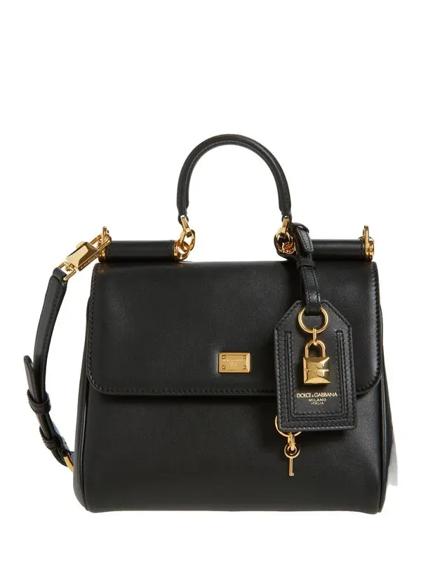 Dolce & Gabbana My Sicily Plongé Leather Top Handle Bag - 80999 Nero