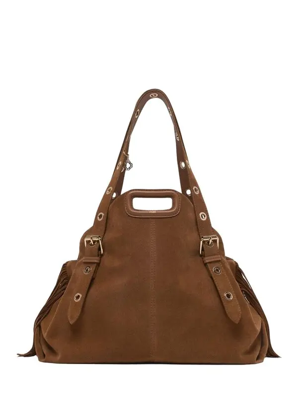 Maje Miss M Xl Suede Bag - Camel