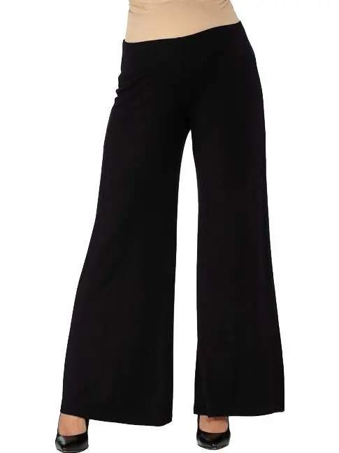 24SEVEN COMFORT APPAREL Maternity Palazzo Pants - Black