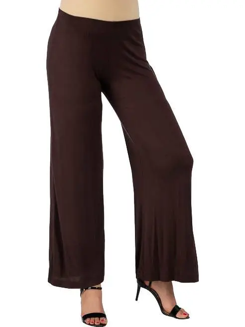 24SEVEN COMFORT APPAREL Maternity Palazzo Pants - Brown