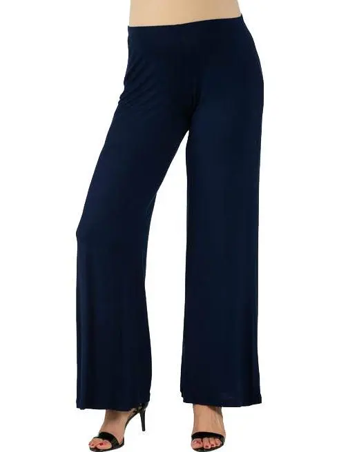 24SEVEN COMFORT APPAREL Maternity Palazzo Pants - Navy