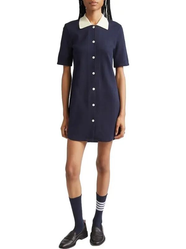 Thom Browne Cotton Polo Mini Dress - Navy