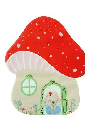 DAYDREAM SOCIETY Bunnies In The Garden Mushroom House Large Napkins - Asssorted Pre-pack