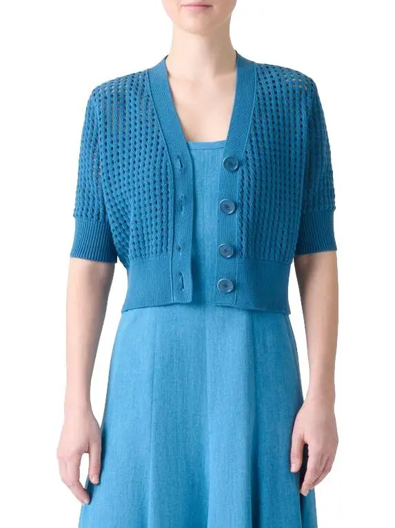 Akris Chunky Mesh Cardigan - Medium Blue
