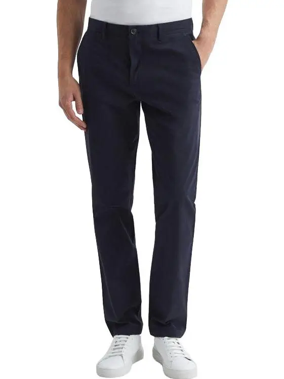 REISS Pitch Stretch Cotton Pants - Navy