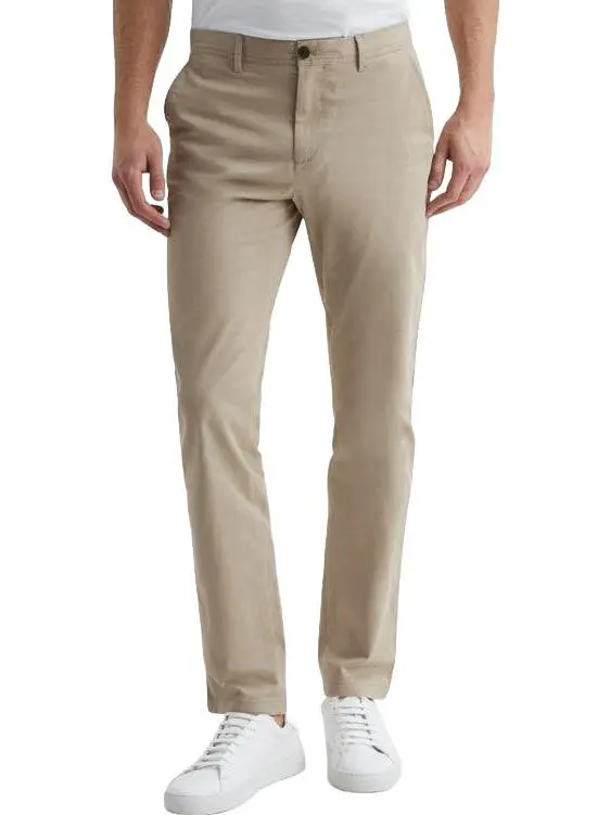 REISS Pitch Stretch Cotton Pants - Stone