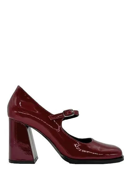AMIE RAFA Jackie Mary Jane Block Heels - Burgundy