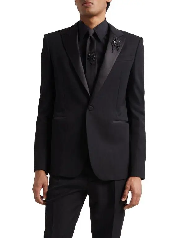Alexander McQueen Sailor Tattoo Rose Wool Dinner Jacket - Black