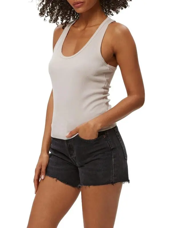 Michael Stars Fine Ribbed Scoop Neck Tank - Cement