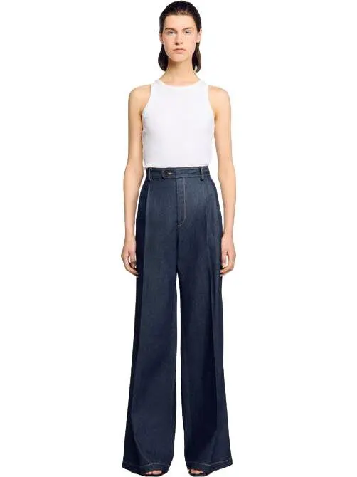 Sandro Wide-leg Denim Trousers - Deep Blue
