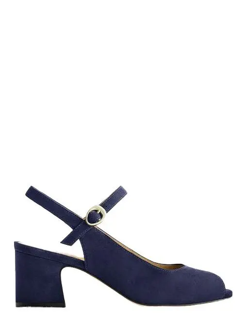 Bernardo Bailen Mary Jane Peep Toe Heels - Dark Navy