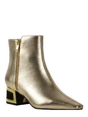 NINETY UNION Metallic Square Heel Bootie - Gold