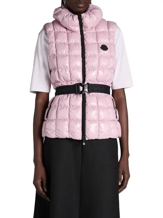 Moncler Emilion Box Quilted Down Vest - Dawn Pink