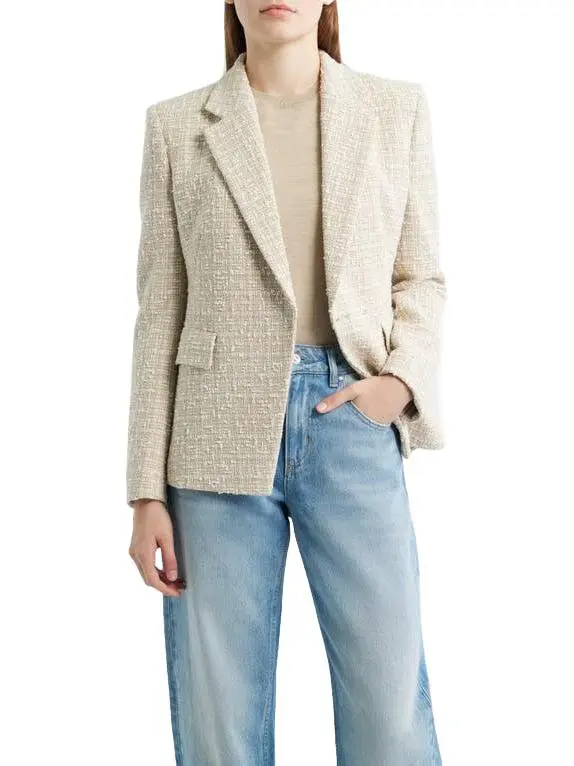 BOSS Jia Cotton-blend Tweed Blazer - Soft Cream Tweed