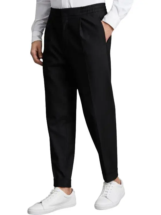 REISS Pleated Recycled Polyester Blend Trousers - Black