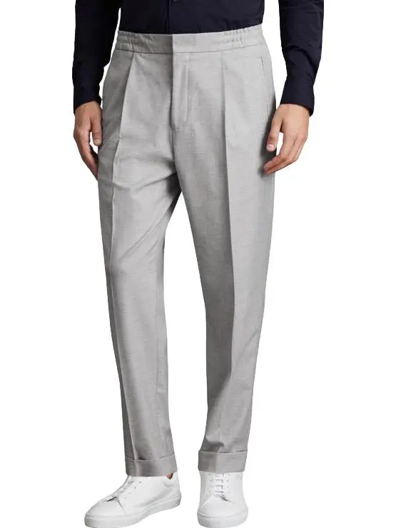 REISS Relaxed Tapered Pleated Pants - Grey