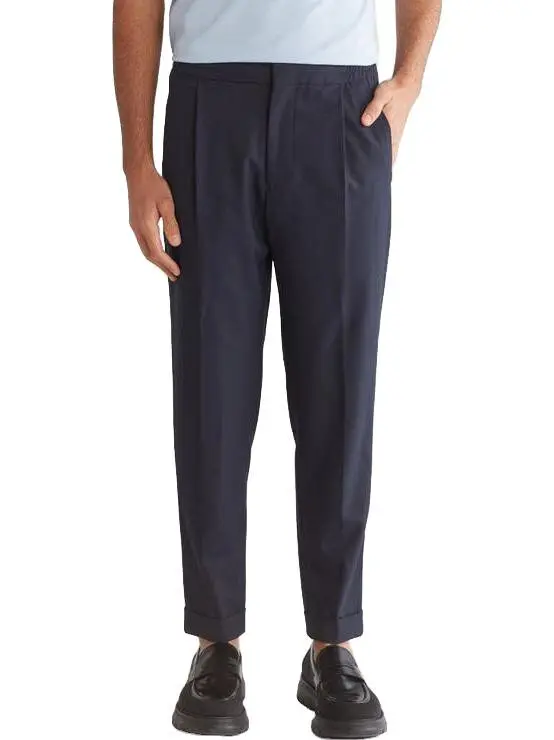 REISS Relaxed Tapered Pleated Pants - Navy