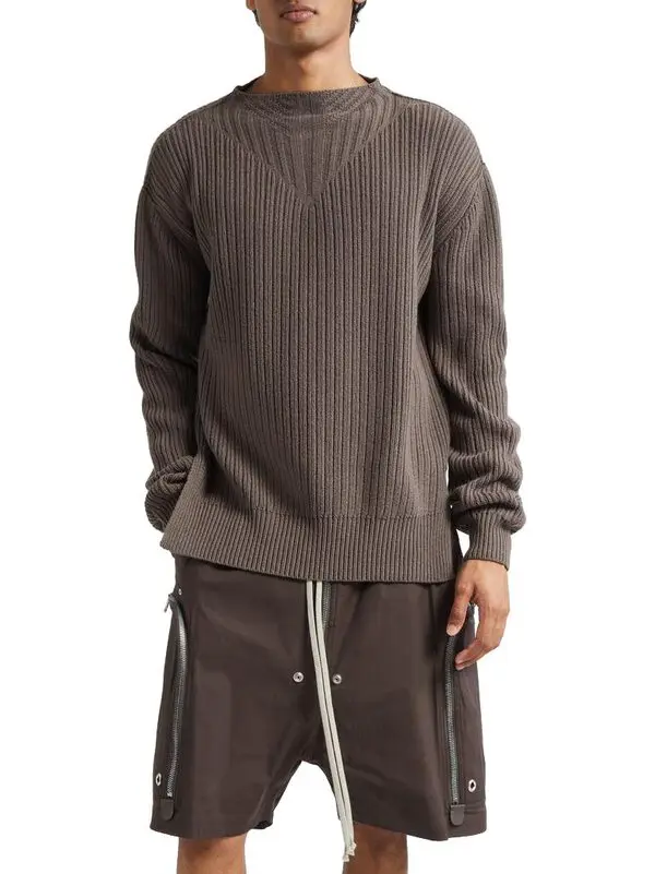 Rick Owens Fisherman Wool Sweater - Dust