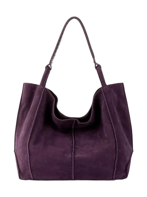 THE SAK Los Feliz Large Leather Tote Bag - Aubergine Suede