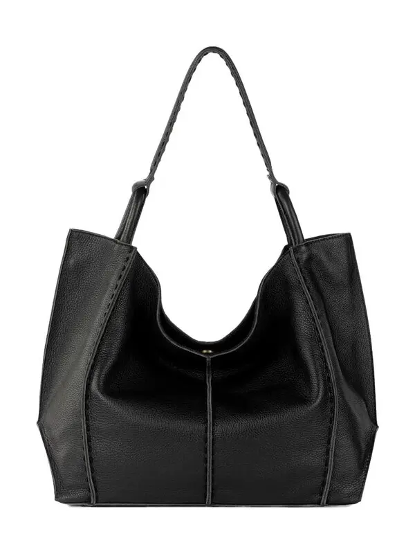 THE SAK Los Feliz Large Leather Tote Bag - Black Pebble