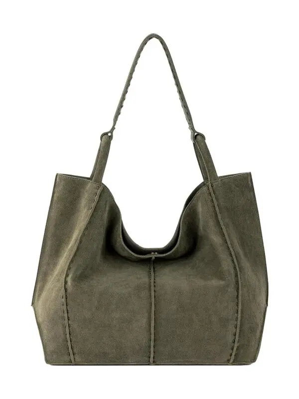 THE SAK Los Feliz Large Leather Tote Bag - Moss Suede