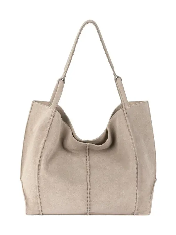THE SAK Los Feliz Large Leather Tote Bag - Sand Suede