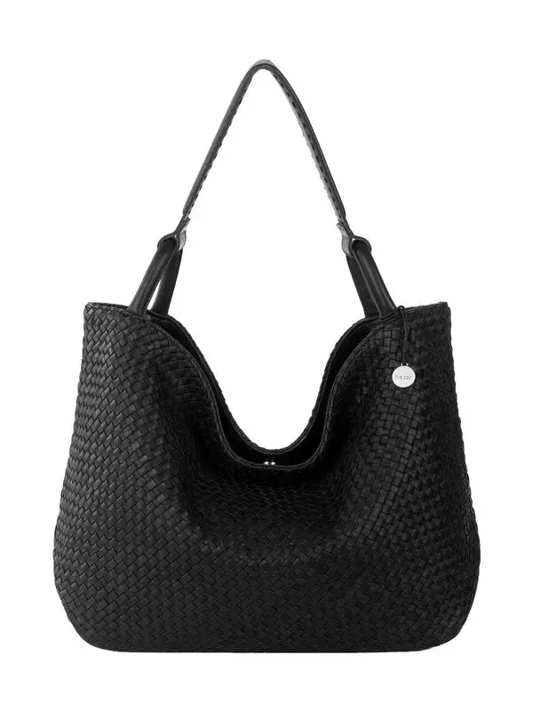THE SAK Los Feliz Large Leather Tote Bag - Woven Black