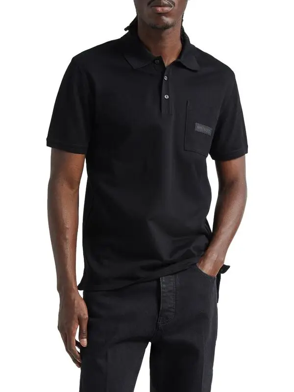 Givenchy Logo Patch Regular Fit Cotton Piqué Polo - Black