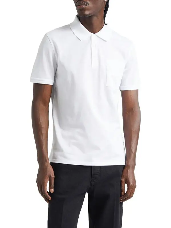 Givenchy Logo Patch Regular Fit Cotton Piqué Polo - White