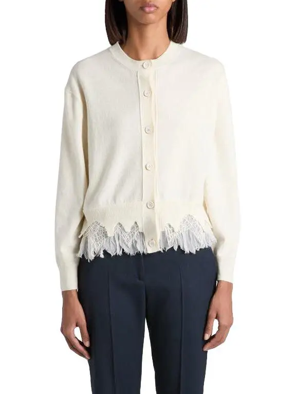 Alexander McQueen Cobweb Lace Shrunken Wool & Cashmere Cardigan - Ivory/ivory