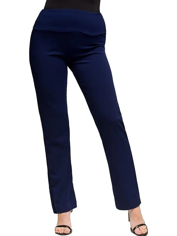 24SEVEN COMFORT APPAREL Maternity Stretch High-waist Dress Pants - Navy